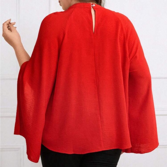 Tops | Plus Size Keyhole Neckline Cloak Sleeve Work Office Top Blouse ...